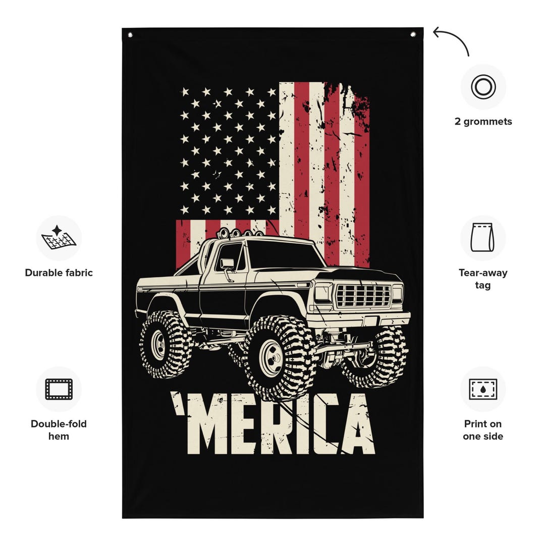 1978-79 F100 Lifted Truck Custom Flag, Garage Wall Art, F100 Art, Gift ...