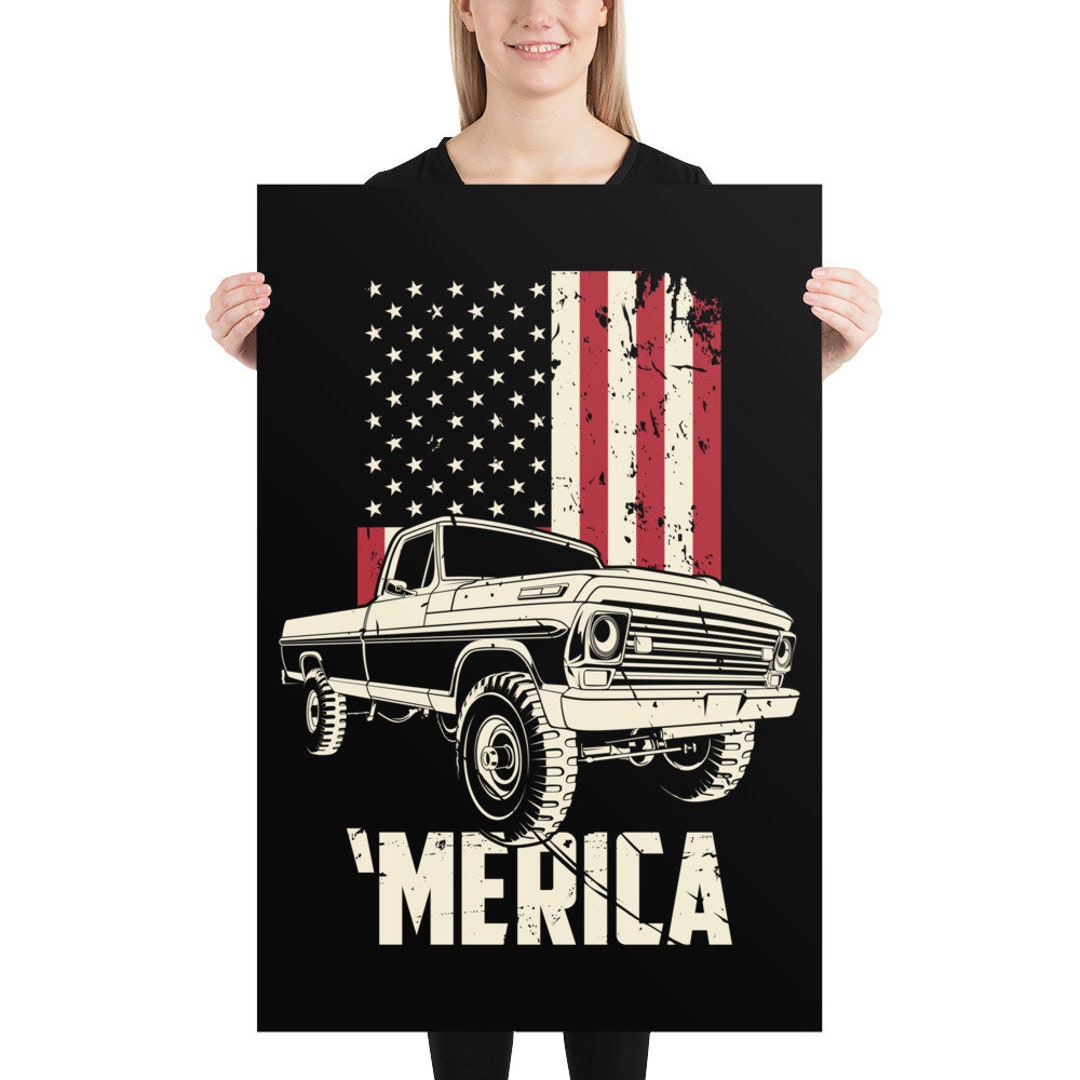 1968 Ford F250 4X4 Lifted Truck Custom Poster, Gift for Dad, 68 F250 ...