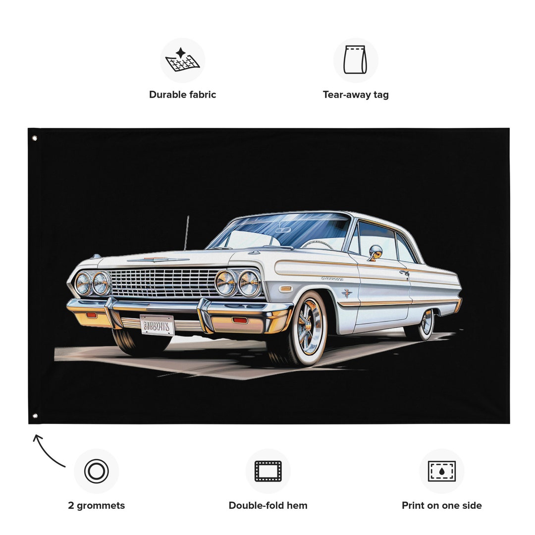 1964 Chevy Impala Custom Garage Flag, Impala Wall Flag, Man Cave Gift ...