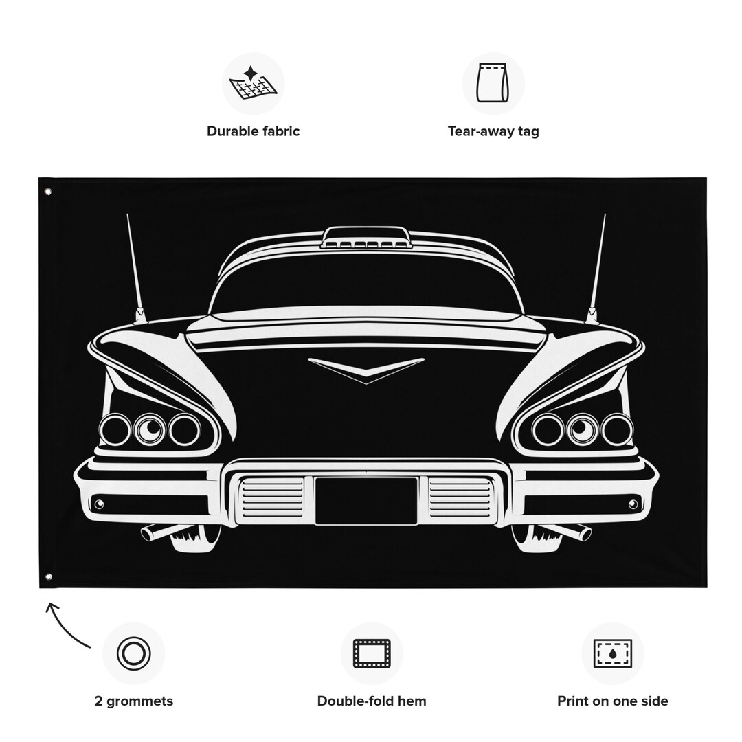 1958 Chevrolet Impala Rear View Custom Wall Flag 34 1/2 X 56, 58 Impala ...