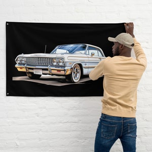 1964 Chevy Impala Custom Garage Flag, Impala Wall Flag, Man Cave Gift ...