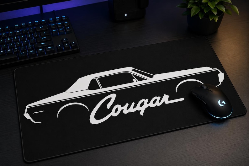Vintage Cougar Car Large Gaming Mouse Pad – Retro Desk Mat Accessories ...