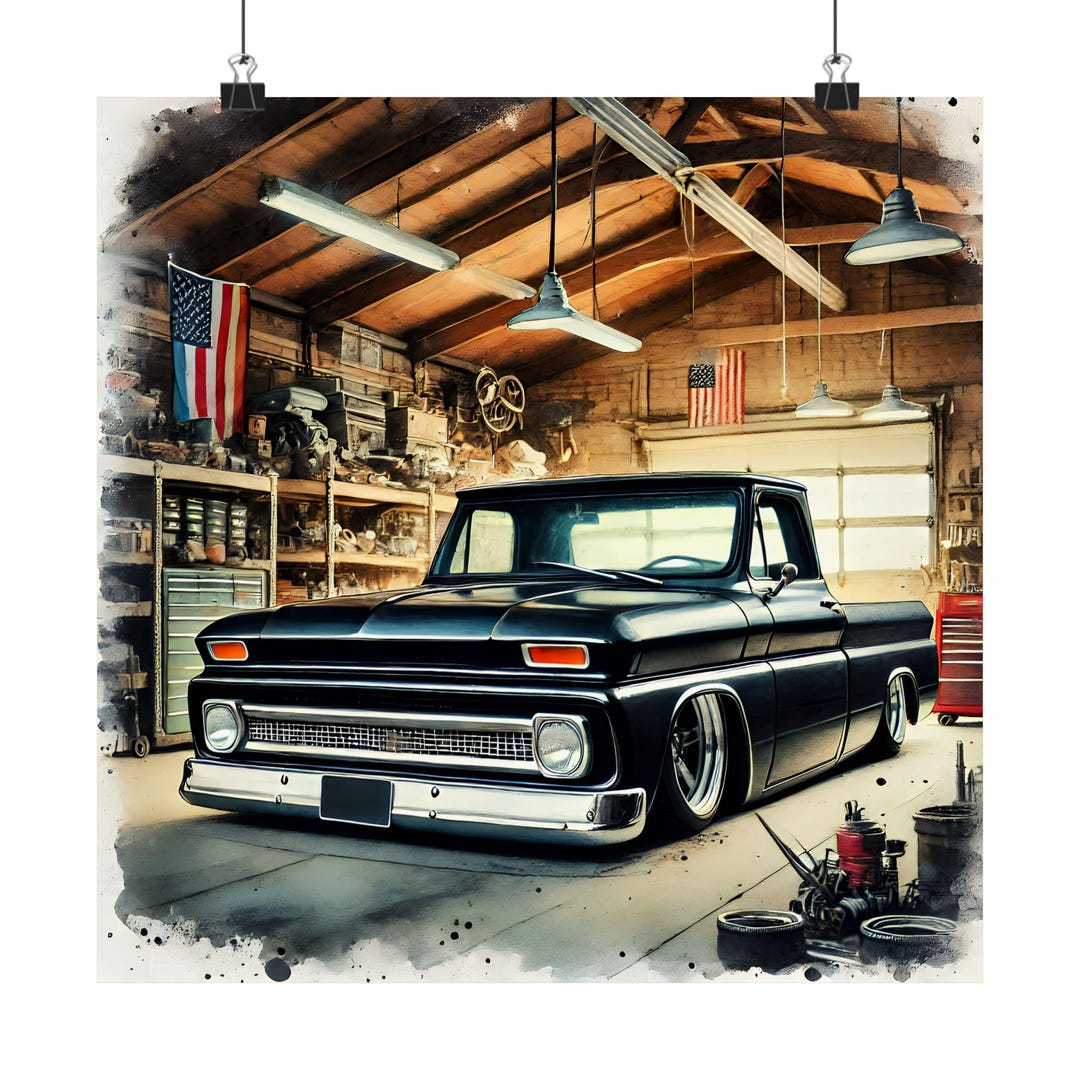 1963 Chevy C10 Vintage Truck Watercolor Artwork Satin Posters Gift for ...