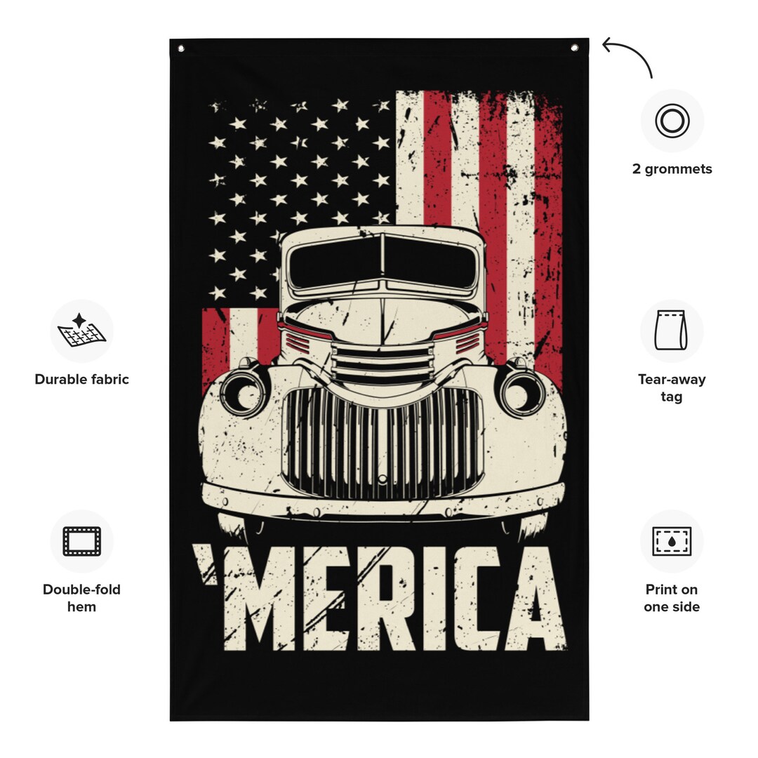 1946 Chevy Classic Pickup Truck USA Flag Custom Flag Art - Wall Art ...