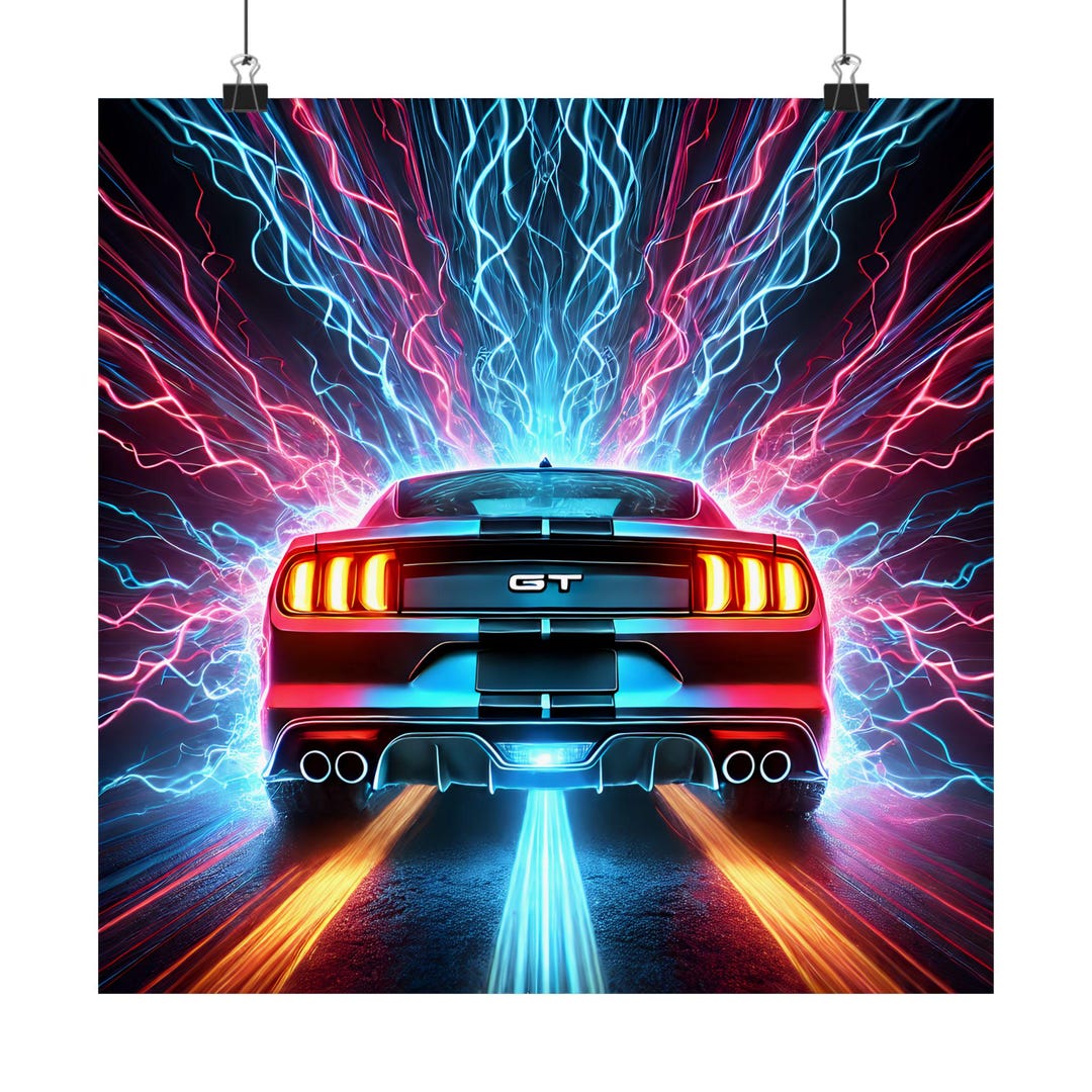 Ford Mustang GT Neon Artwork: A Vibrant Tribute to Car Enthusiasts - Etsy