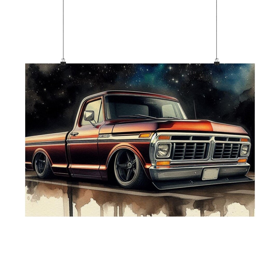 Vintage 1975 F100 Truck Watercolor Artwork Satin Posters (210gsm), Gift ...