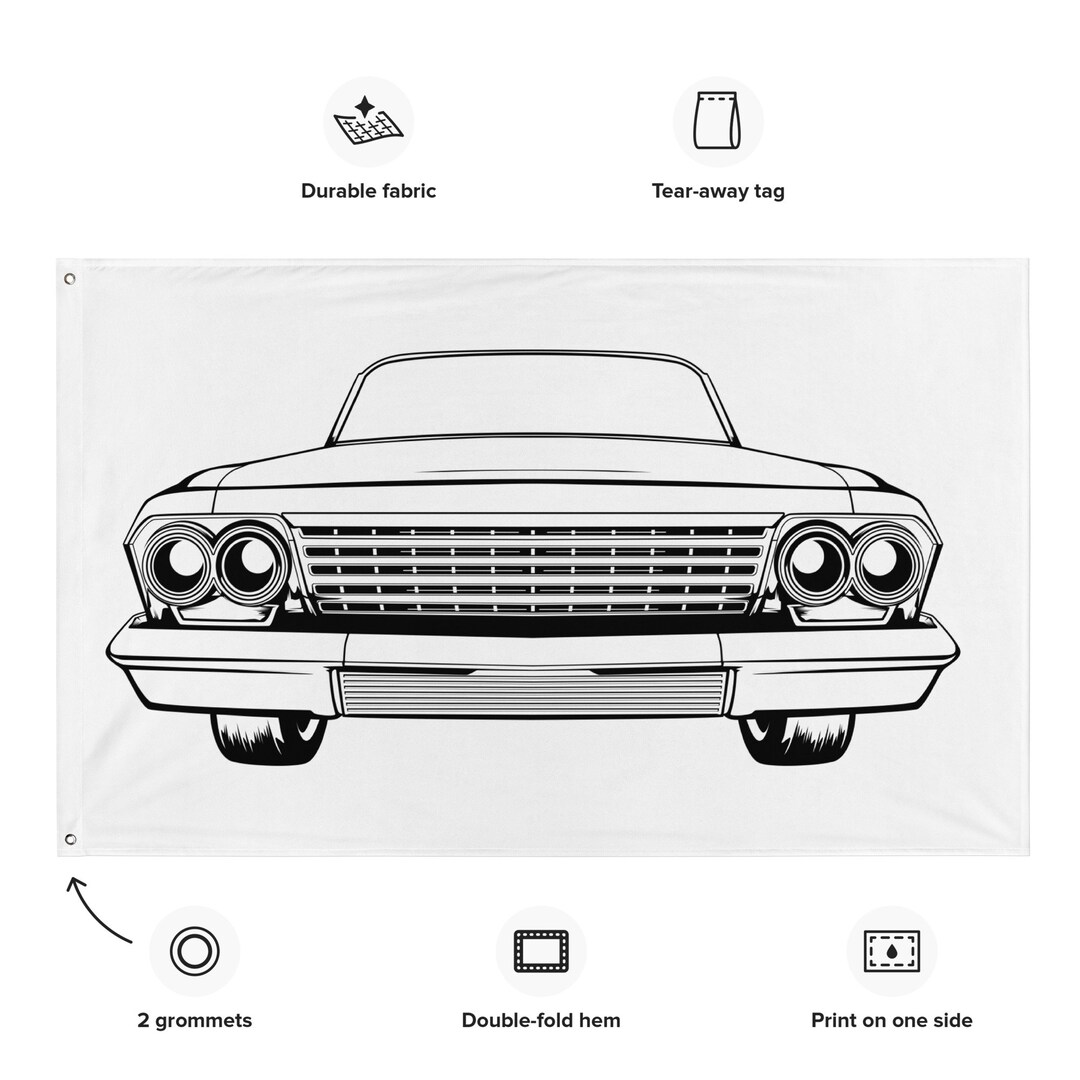 1962 Impala SS 62 Chevy Impala Custom Flag Garage Wall Art, Impala Wall ...