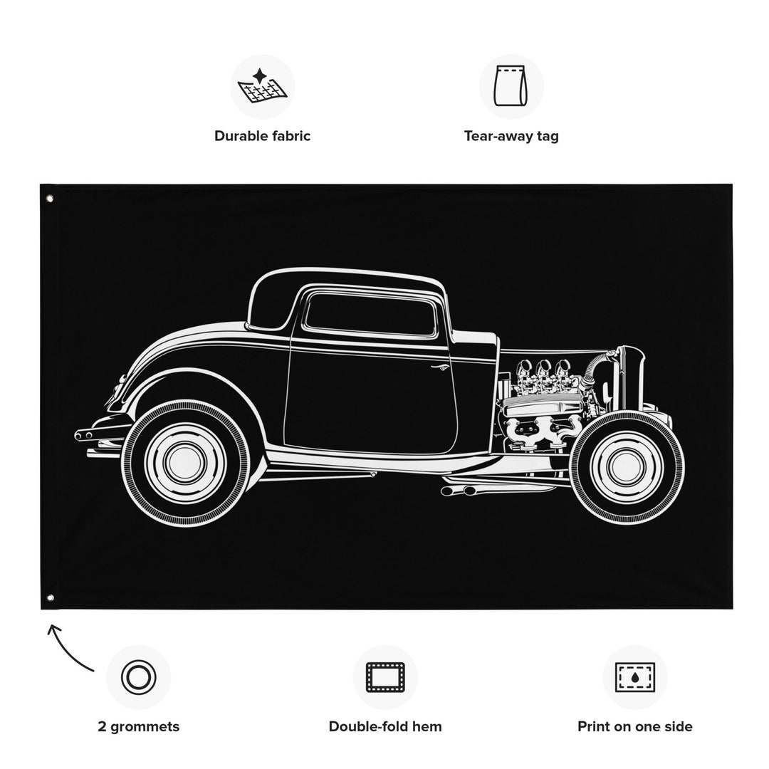 Hot Rod Custom Flag, Hot Rods Wall Art, Hot Rod Garage Art, Gift for ...
