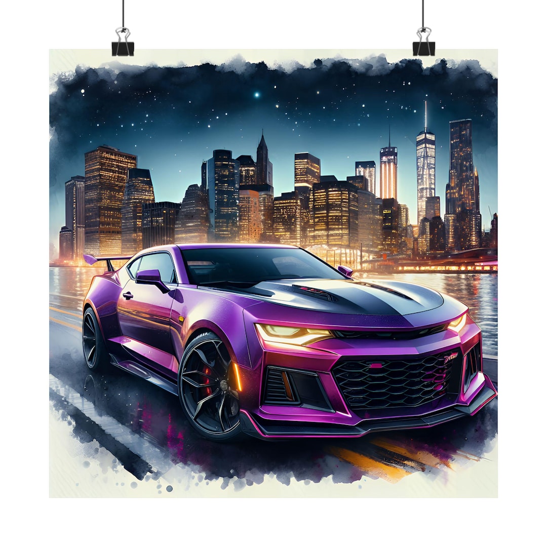 Chevrolet Camaro ZL1 Car Poster Muscle Car Art Watercolor Artwork Satin ...