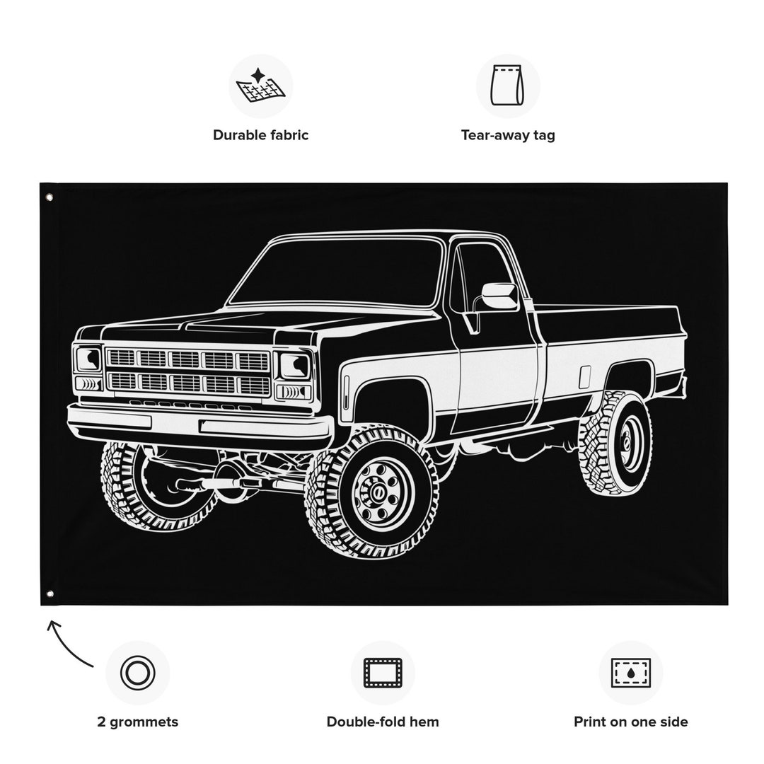 1980 GMC Sierra Classic K25 Truck Custom Wall Flag, Garage Wall Art ...