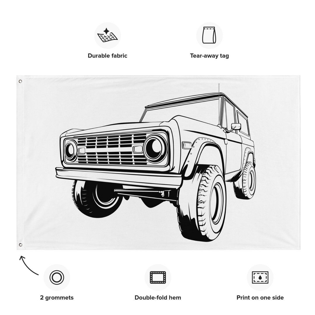 1966-74 Ford Bronco Classic 4WD Truck Custom Flag, Wall Art, Garage Art ...