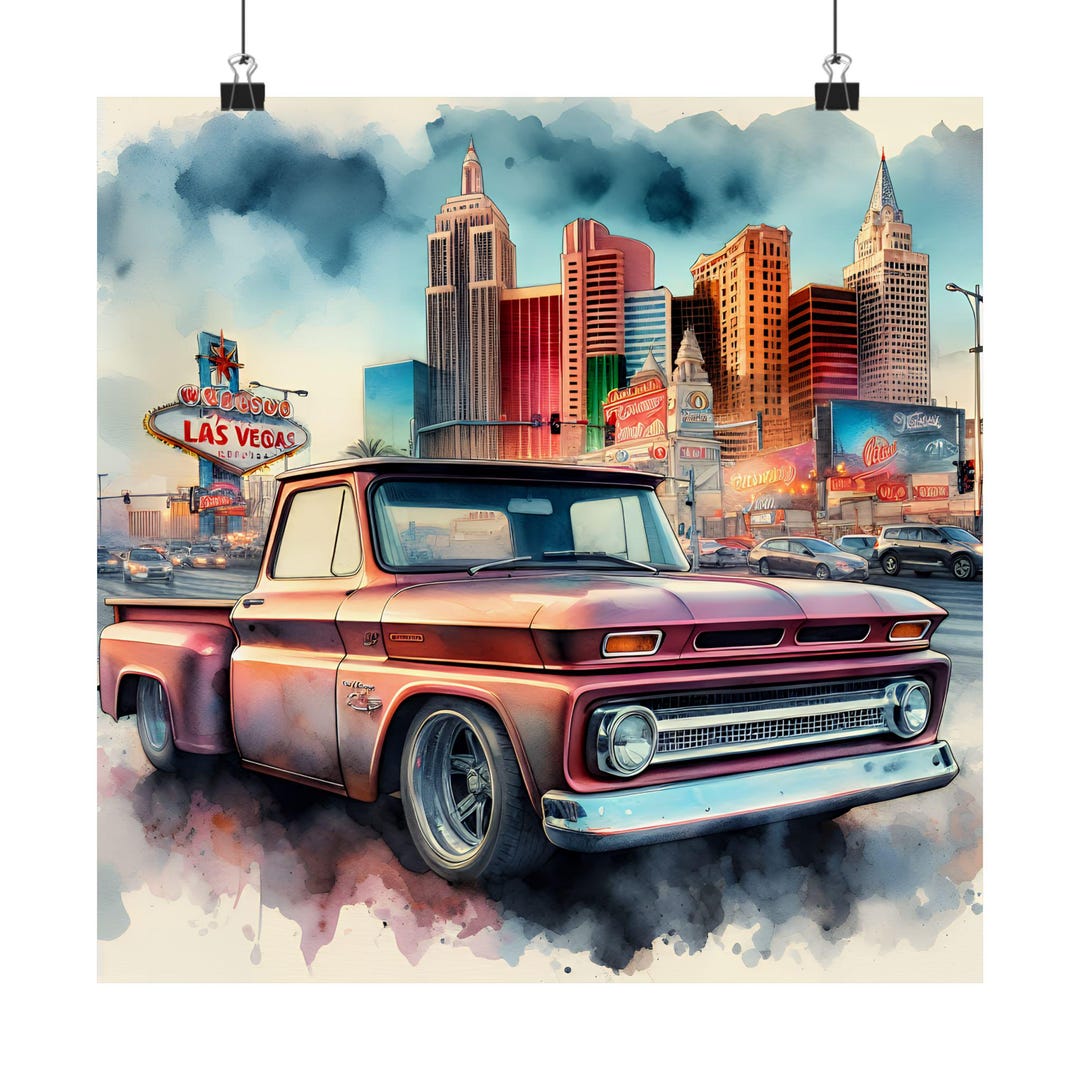 1963 Chevy C10 Vintage Truck Watercolor Artwork Satin Posters Gift for ...