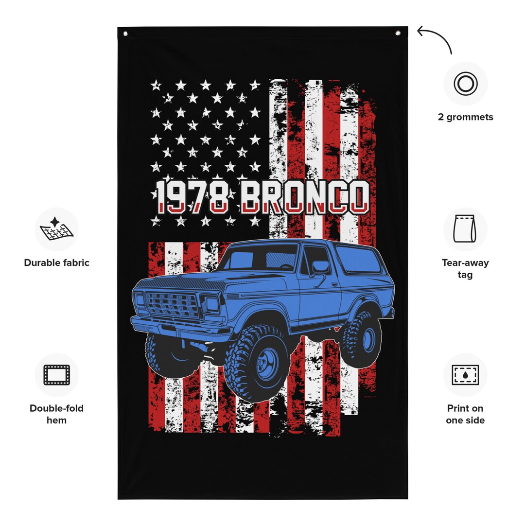 1978 Blue Bronco Truck Custom Flag 34 1/2 X 56, Bronco Wall Art, Gift ...