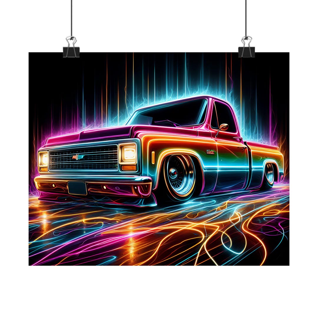 Chevy Poster, Classic Chevy Truck Art, Vintage Truck Wall Decor, Man ...