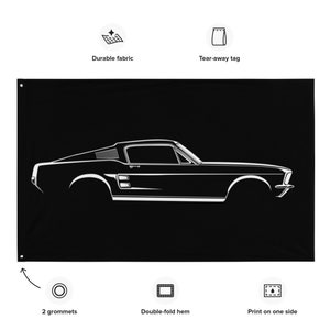 1967 Ford Mustang Fastback Line Art Flag - Garage Wall Art Banner 34 1/ ...