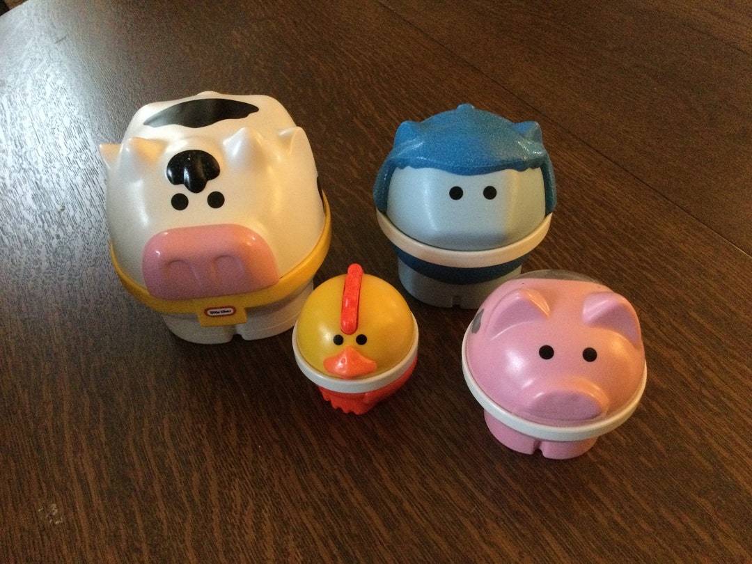 Vintage Little Tykes Nesting Farm Animals Cow Sheep Pig Chick Set of 4 ...