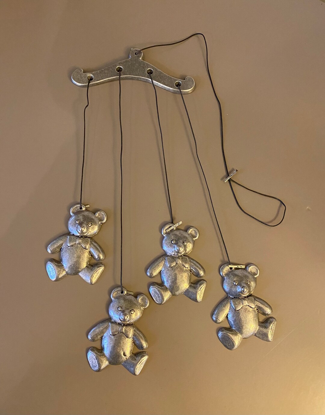 Vintage Pewter Teddy Bear Chimes/ Carson Pewter/ Baby Room Decor - Etsy