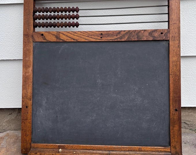 Antique Slate Oak Frame Chalkboard and Abacus Double Sided - Etsy