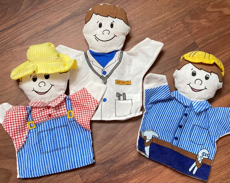 Vintage Set of 7 Hand Puppets/ Learn and Play/ Occupation - Etsy Australia