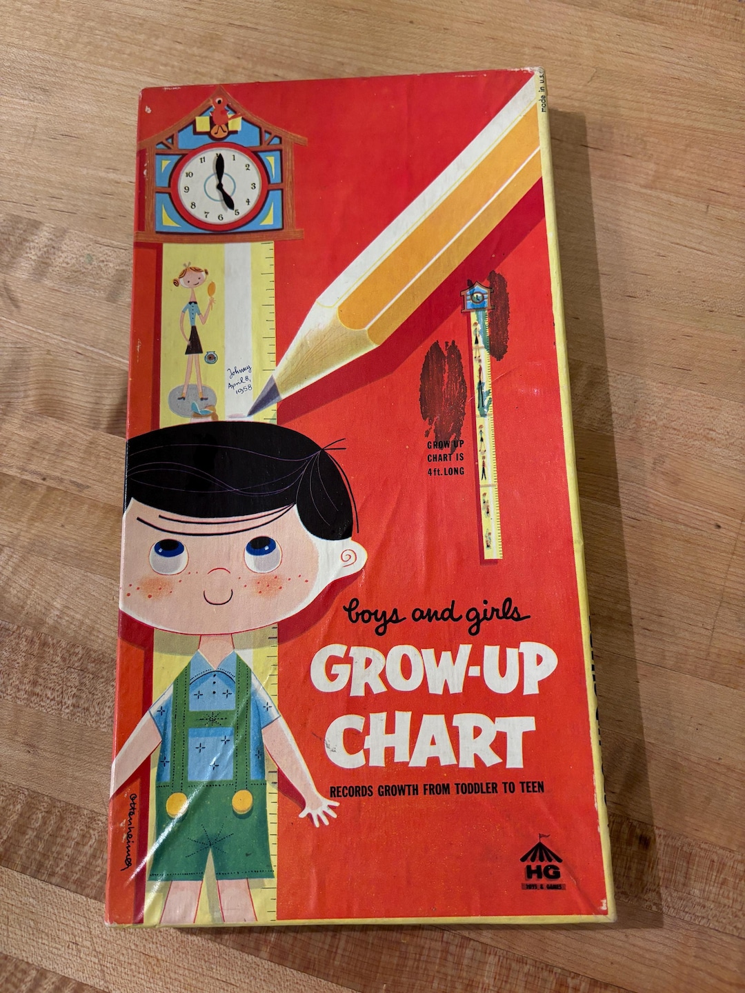 Vintage Boys and Girls Grow-up Chart/ HG Toys &games Growth Chart/ 1958 ...