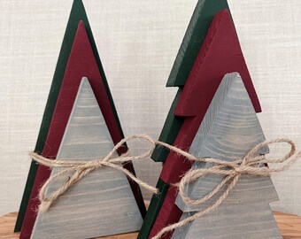 Set of 3 Wood Christmas Tree | Natural Set - Etsy