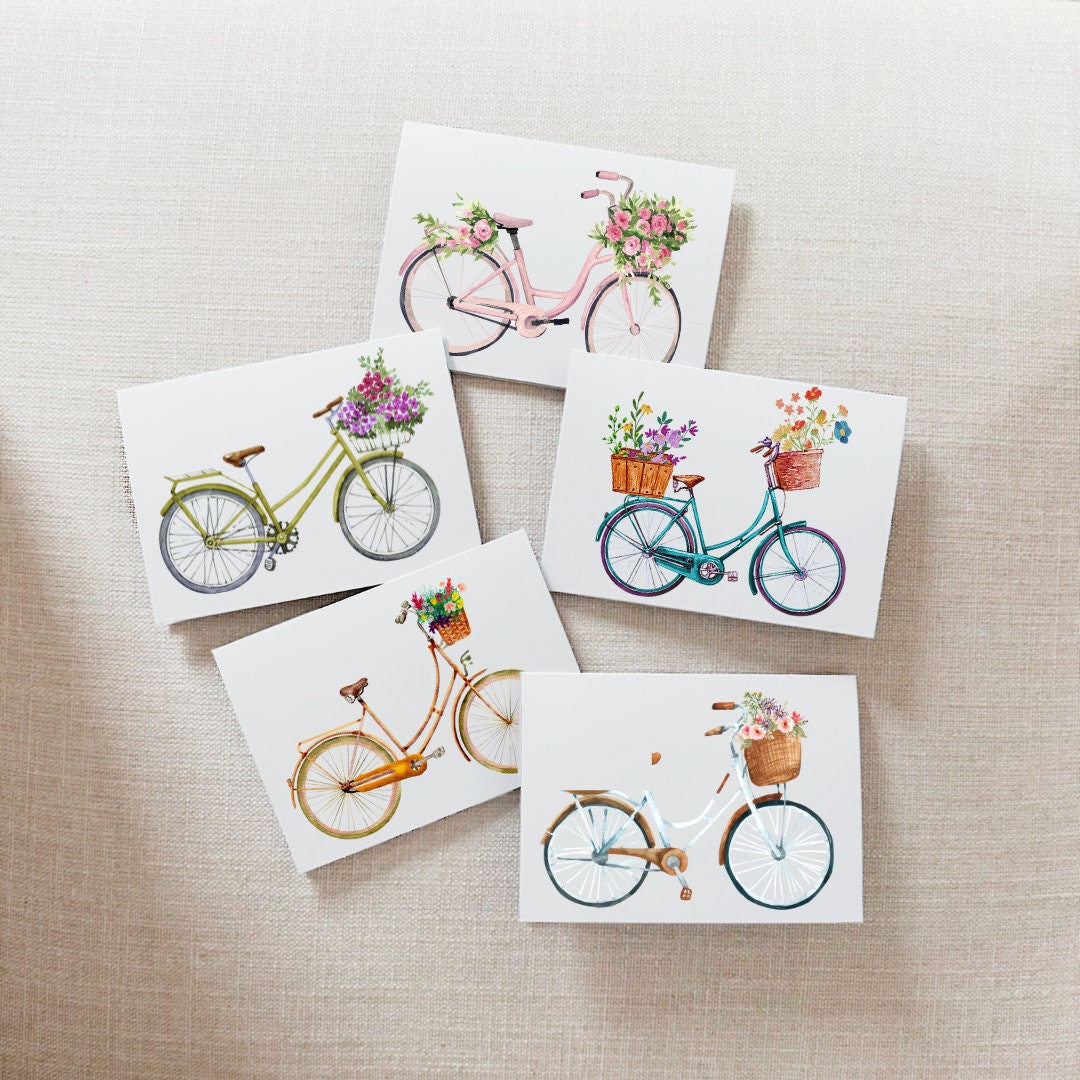 Notecard Set of 10 - Bikes | Bike Card | Bike Card Set | Friendship ...