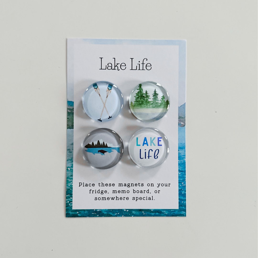 Lake Life Glass Magnet Set | Lake Magnets | Cute Magnets | Lake Life ...