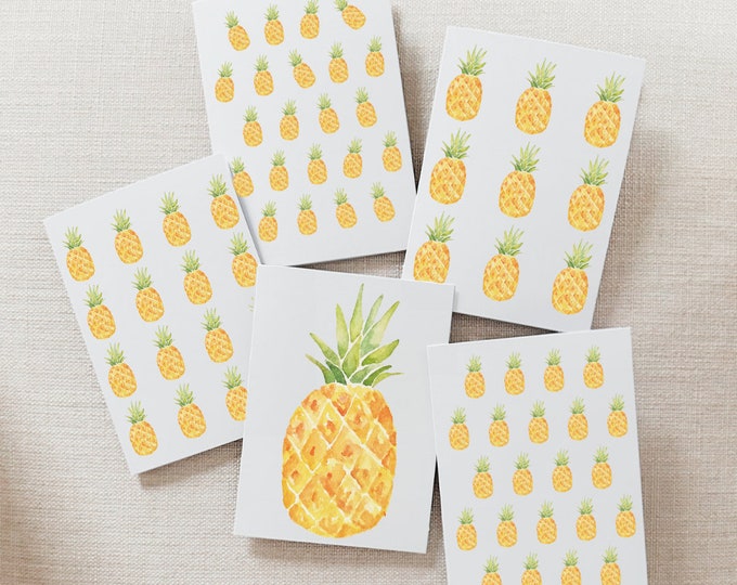 Pineapple Acrylic Pour Prints Art Card or Card Set - Etsy