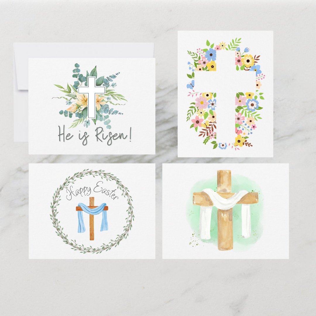 Greeting Card Set Easter Cross Cards | Easter Card Set | Easter Cards ...