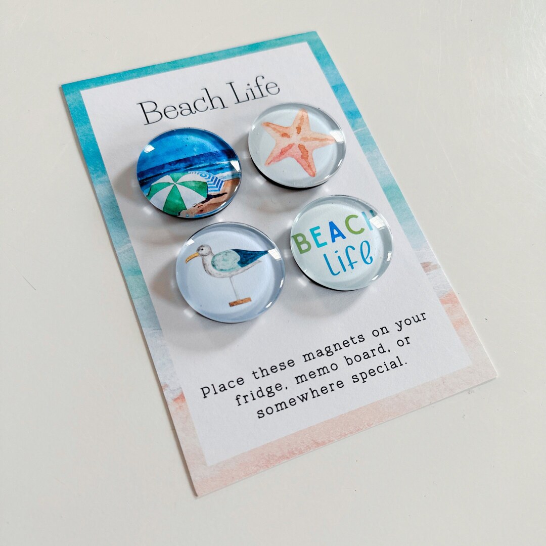 Beach Life Glass Magnet Set | Beach Magnets | Cute Magnets | Coastal ...