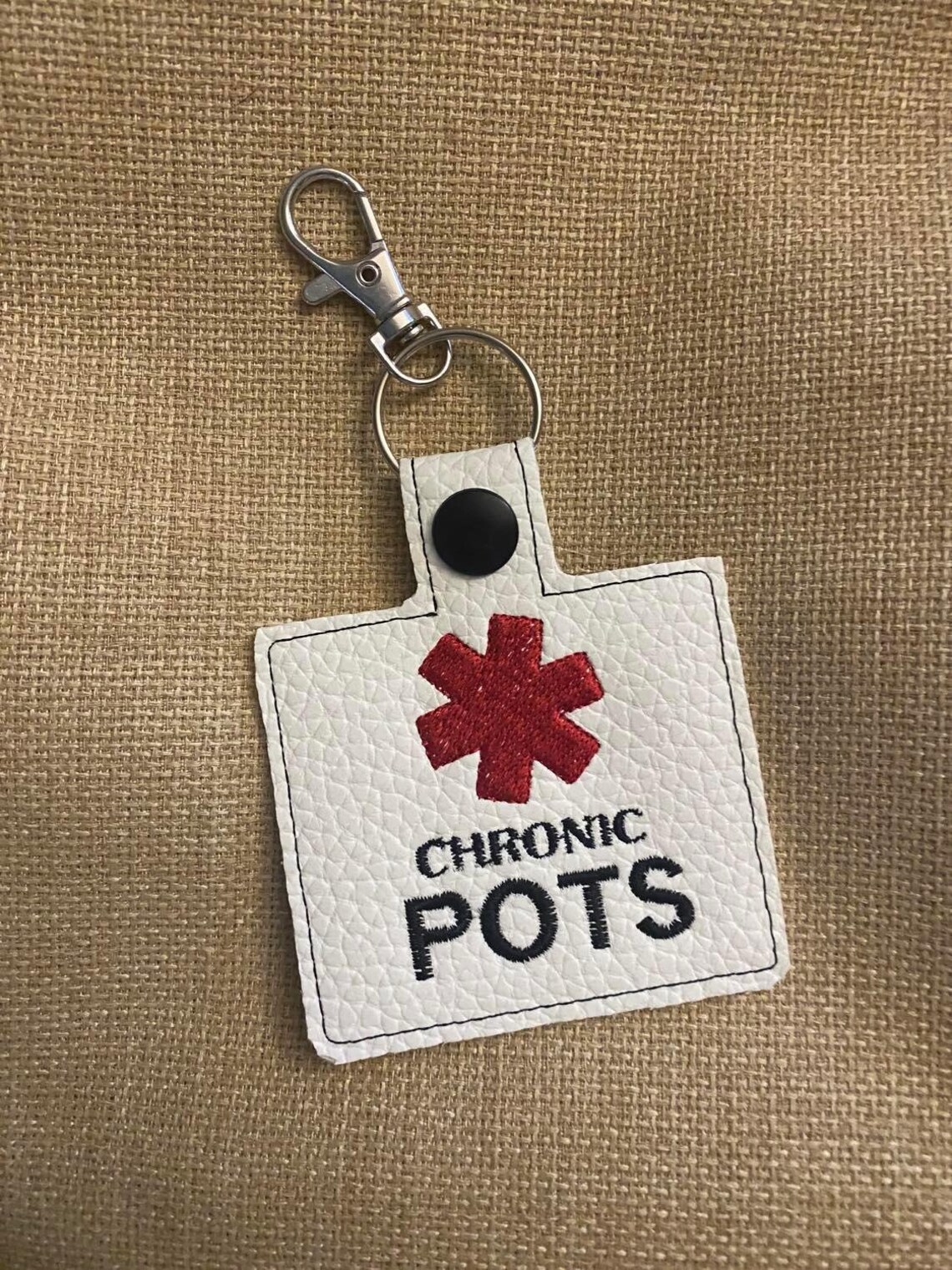 Medical Alert POTS Faux Leather Keychain: Snap Tab ID - Etsy