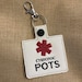 Medical Alert POTS Faux Leather Keychain: Snap Tab ID - Etsy