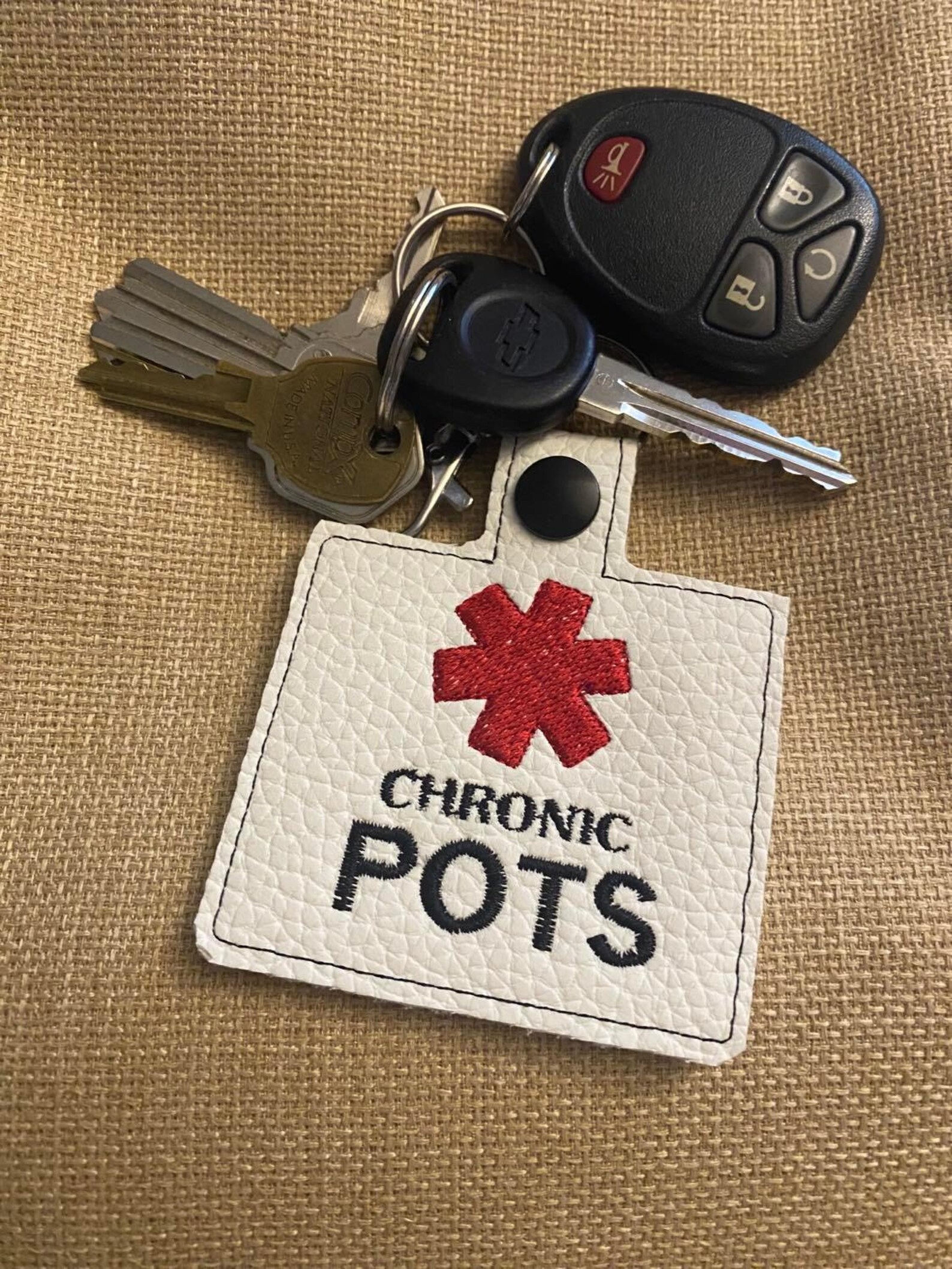 Medical Alert POTS Faux Leather Keychain: Snap Tab ID - Etsy