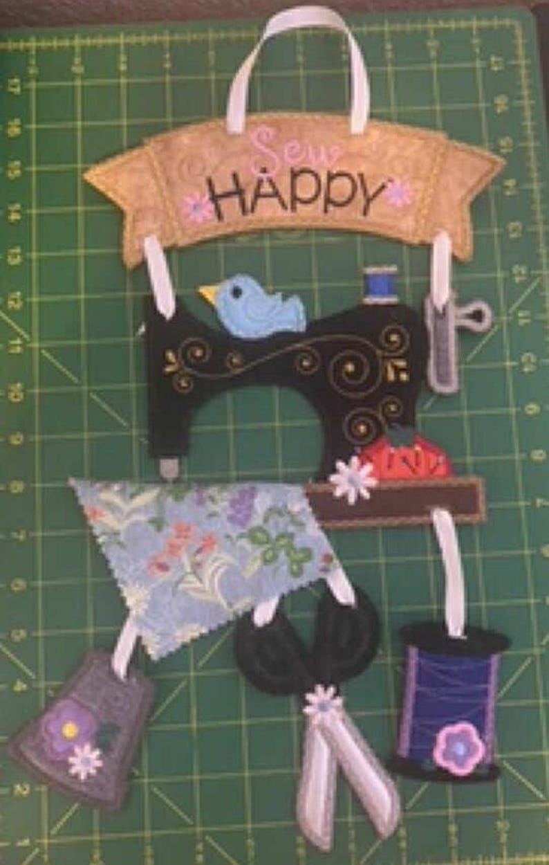 Whimsical Sewing Wall Hanging – Machine Embroidered Decor | Gift for ...