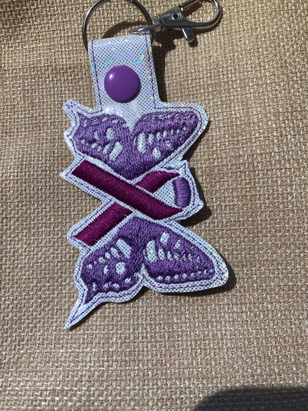 Fibromyalgia Awareness Butterfly Ribbon Key Chain/ Health/ - Etsy