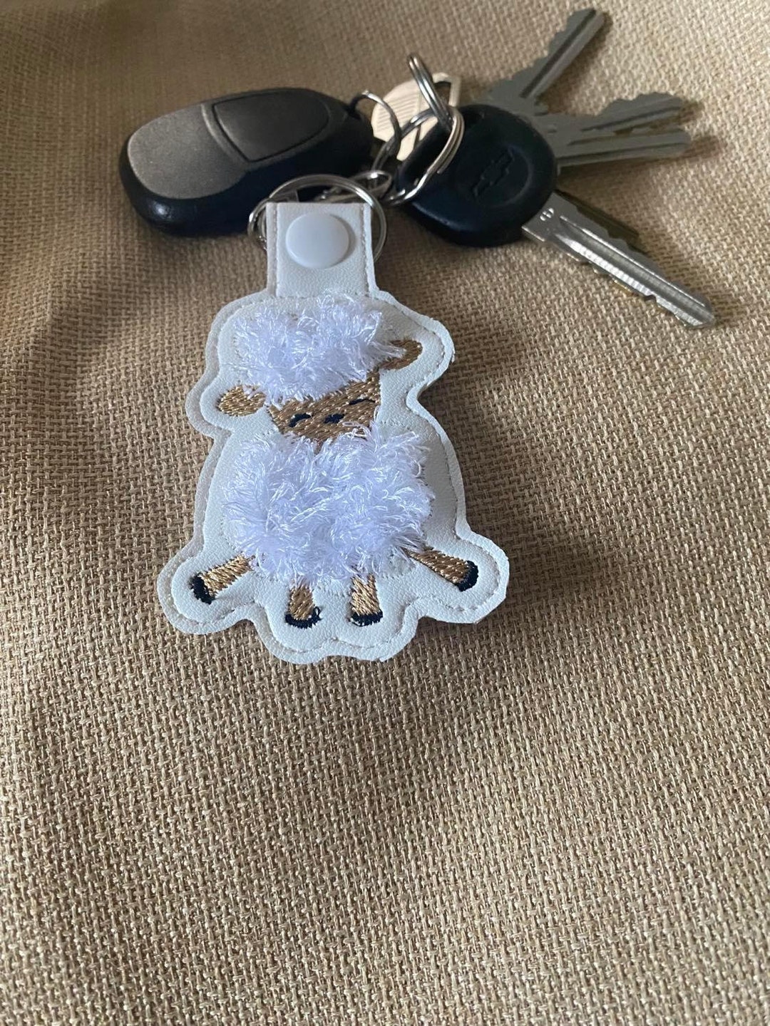 Sheep/lamb Keychain, Fringed Sheep/lamb Snap Tab, Sheep/lamb Key Fob ...