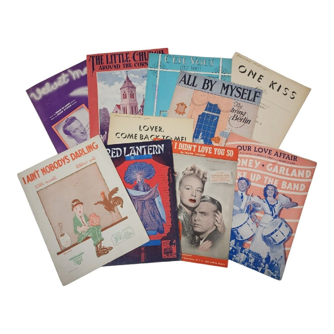 10 VTG Piano Sheet Music Lot Pretty Girl Cover Art Illustrated Paper ...