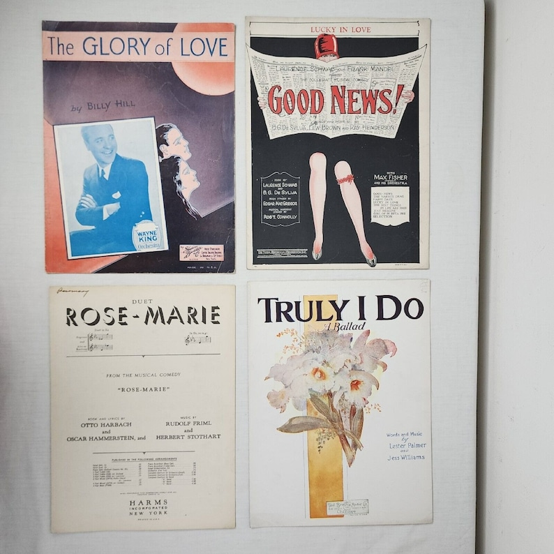 10 VTG Piano Sheet Music Lot Pretty Girl Cover Art Illustrated Paper ...