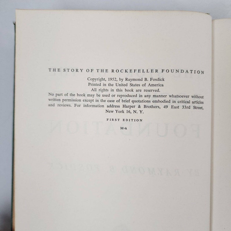 The Story of the Rockefeller Foundation Book Raymond Fosdick First 1st ...