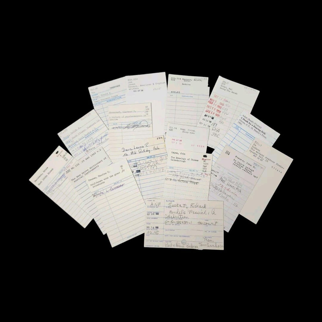 16 Multiple Year Ephemera Library Cards Book Checkout Due Date Bookmark ...