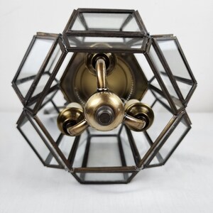 VTG Brutalist Pendant Lamp Light Forecast Lightolier Brass Glass Faux ...