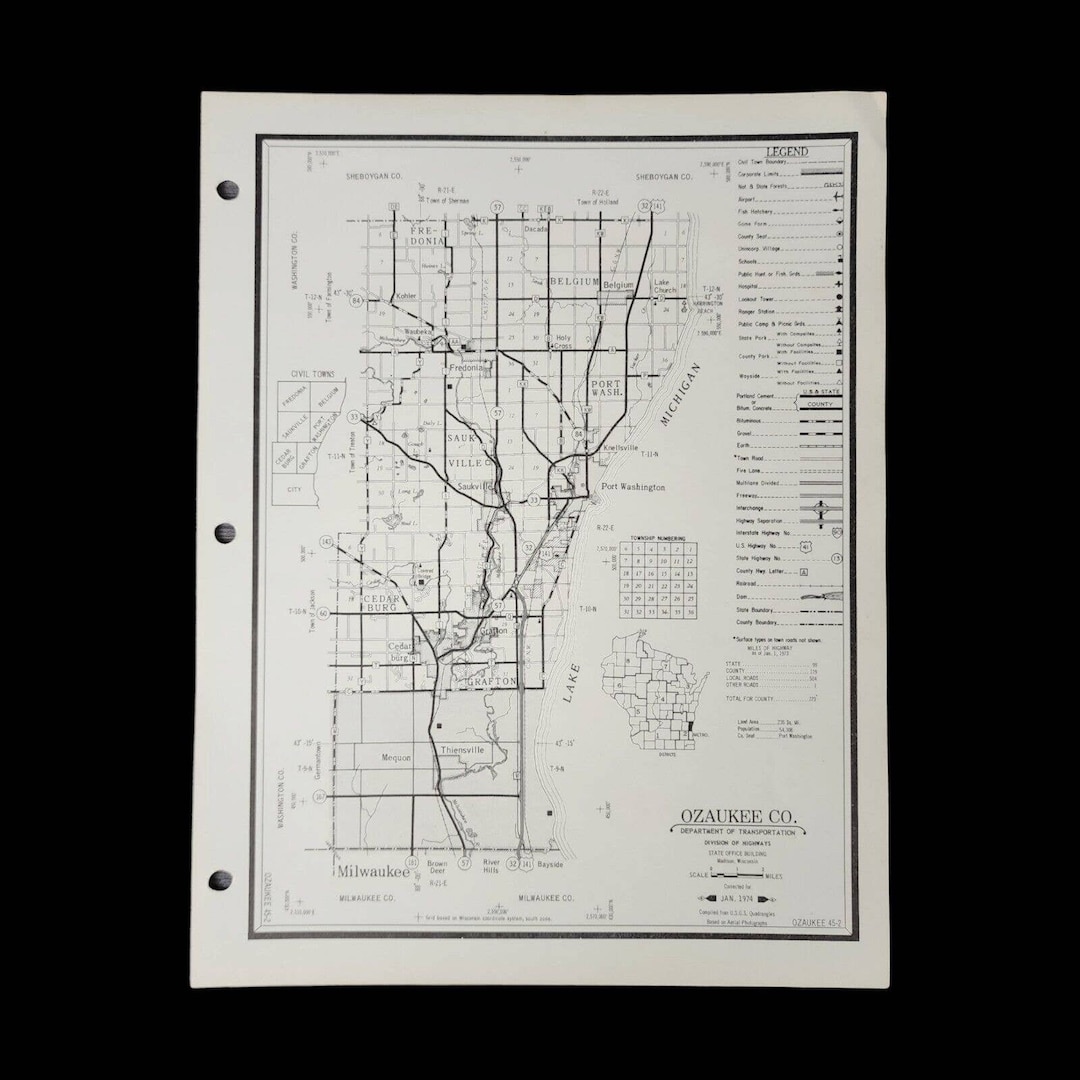 VTG Ozaukee County Map Wisconsin Department of Transportation Highways ...