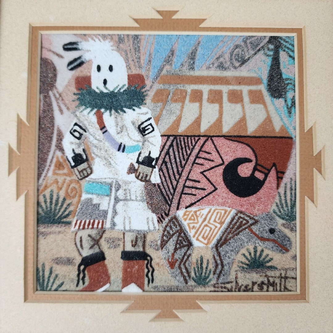 Keith Silversmith Navajo Kachina Dancer Sand Painting Framed Native ...