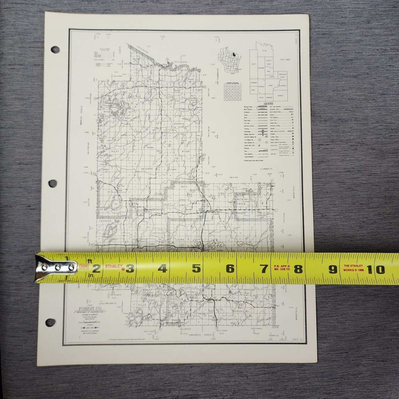 VTG Forest County Map Wisconsin Department of Transportation - Etsy