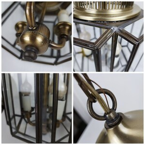 VTG Brutalist Pendant Lamp Light Forecast Lightolier Brass Glass Faux ...