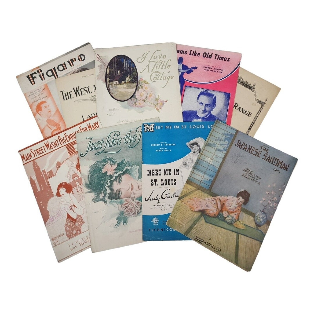 10 VTG Piano Sheet Music Lot Pretty Girl Cover Art Illustrated Paper ...