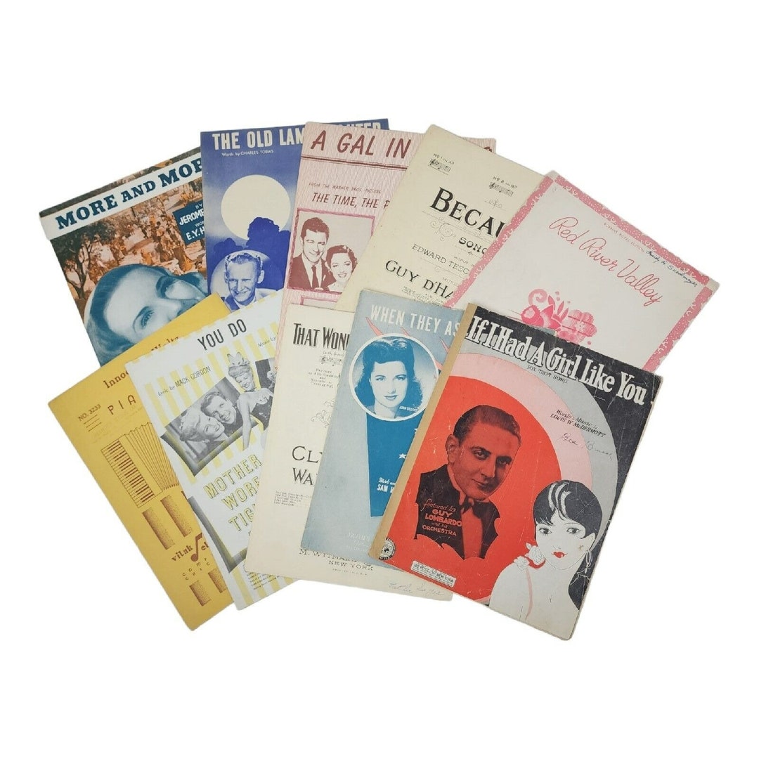 10 VTG Piano Sheet Music Lot Pretty Girl Cover Art Illustrated Paper ...