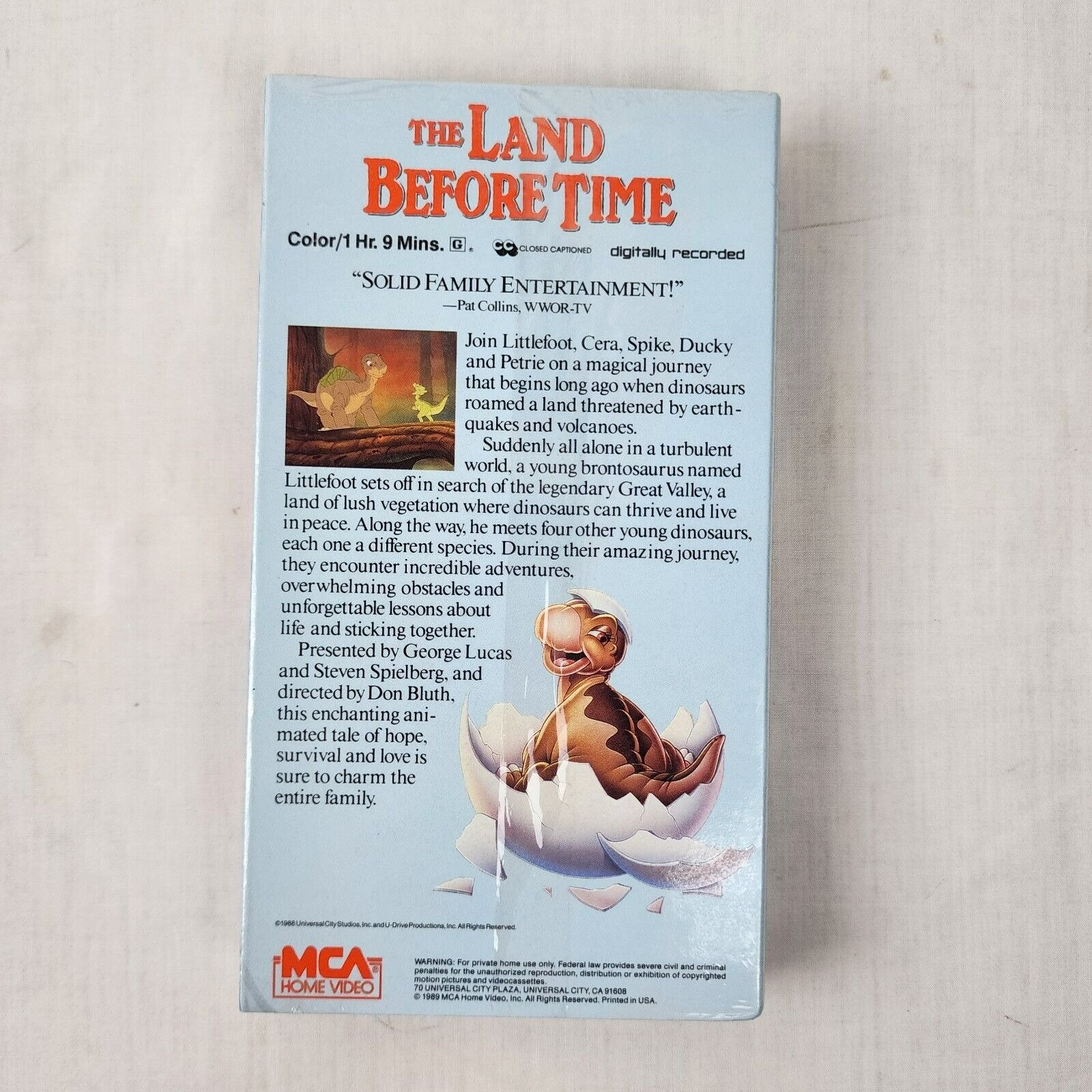 The Land Before Time VHS SEALED 1st Print MCA Watermark Rare Dinosaur ...