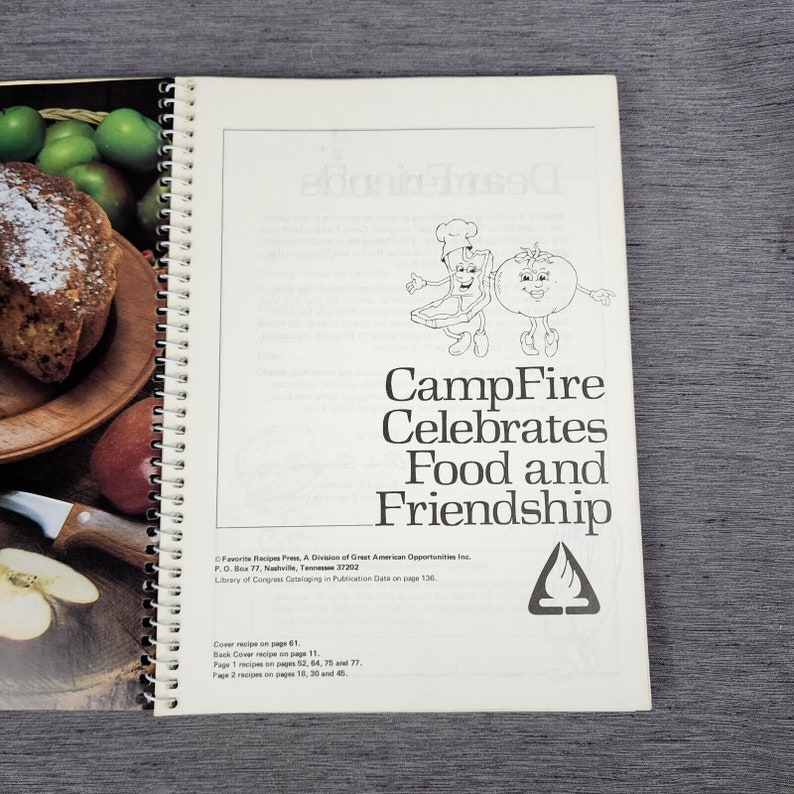Campfire Celebrates Food and Friendship Cookbook Camp Fire - Etsy