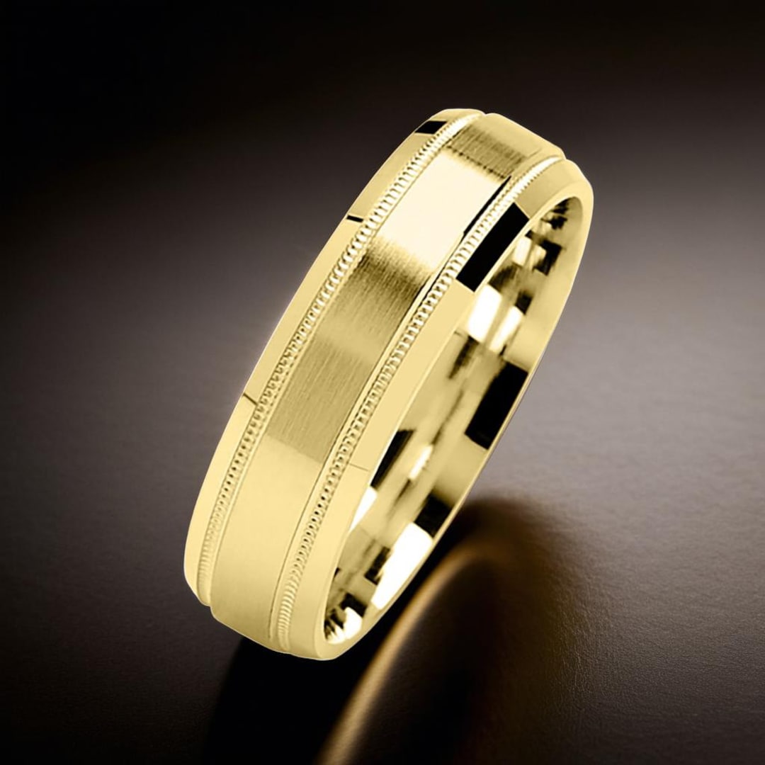 Men's Gold Wedding Band 6MM, Mens Comfort Fit Wedding Band, 10k, 14k ...